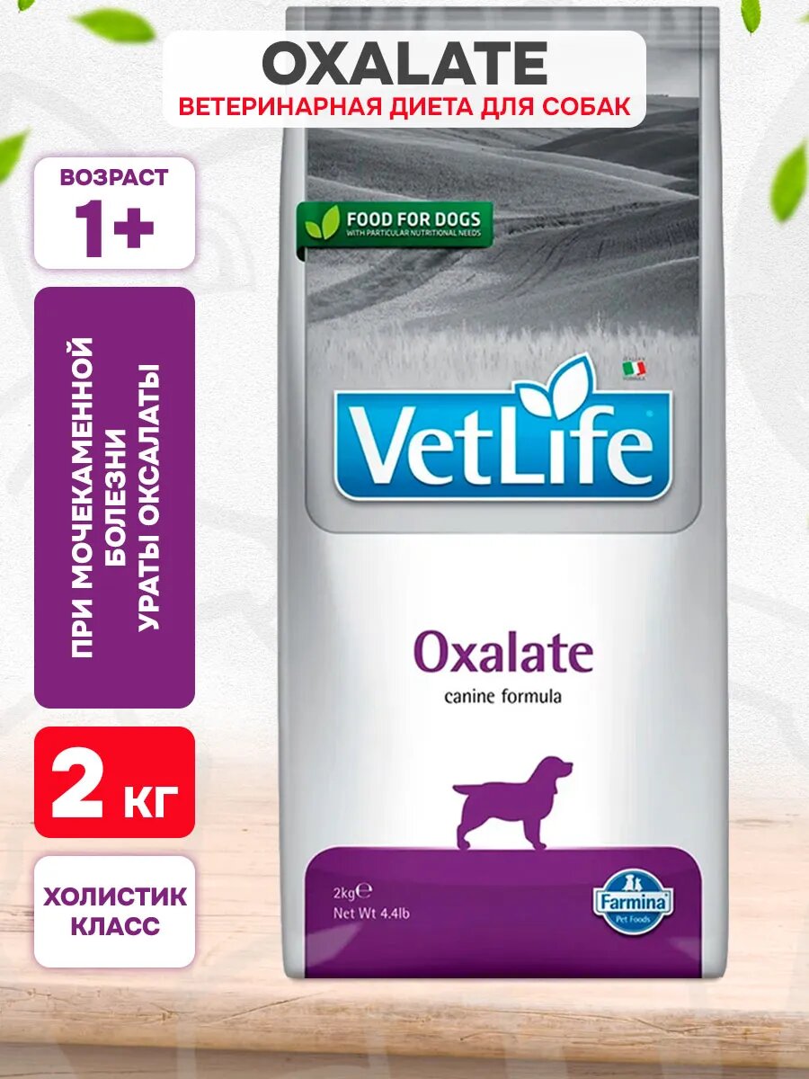 Корм сухой Farmina Vet Life Canin Oxalate для взрослых собак при мочекаменной болезни ураты, оксалаты, 2 кг