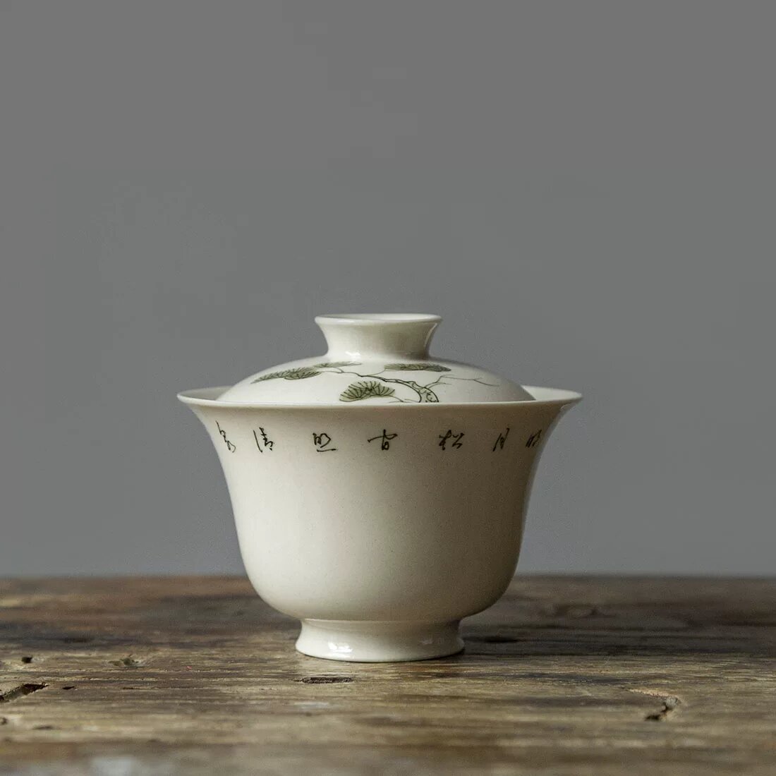 Ручная роспись леса сосны керамический чайный блюдце с целикатной глазурью, без ножки для традиционного китайского