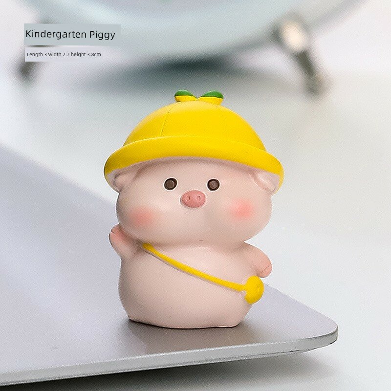 Мини-свинка в стиле детского сада для интерьера автомобиля, милая карикатурная фигурка для приборной панели
