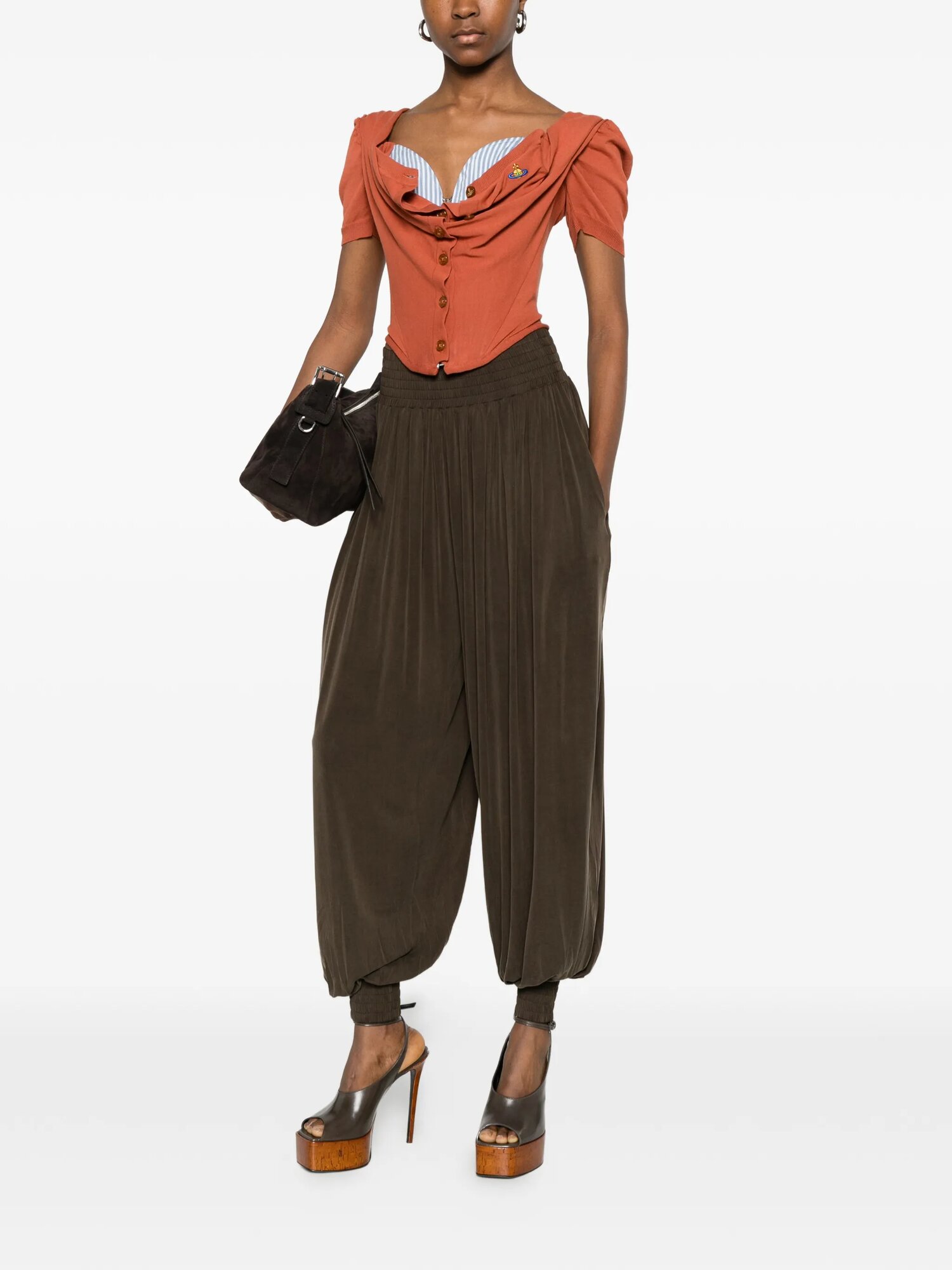 Кардиган Vivienne Westwood Button draped knitwear, размер 40, оранжевый — фото 1