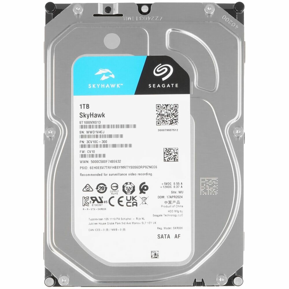 Внутренний жесткий диск 3,5" 1Tb Seagate (ST1000VX013) 256Mb 5900rpm SATA3 SkyHawk