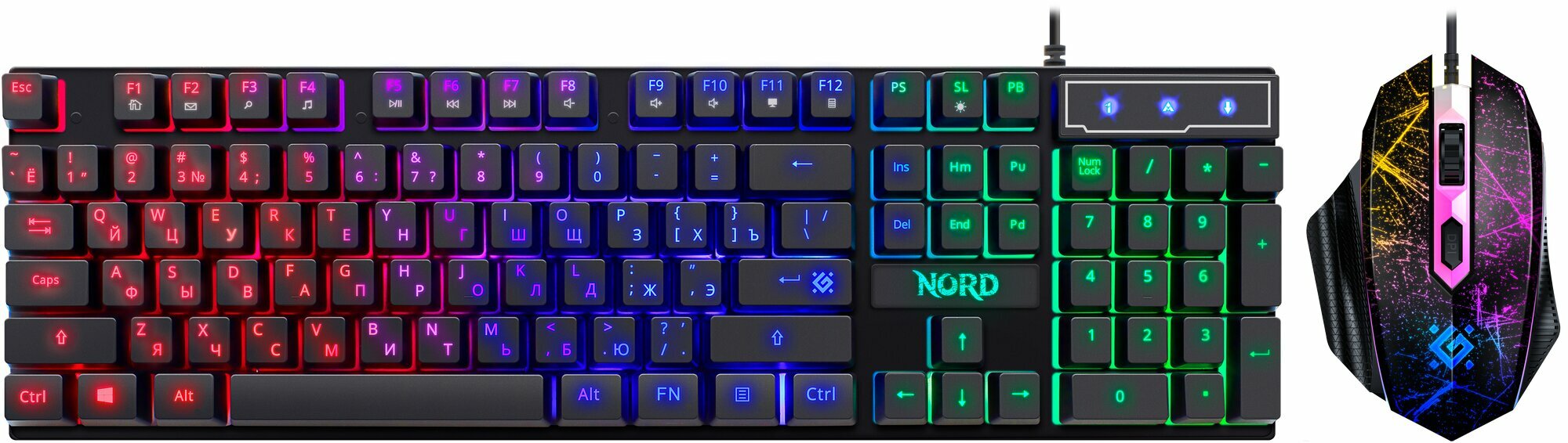 Комплект клавиатура + мышь Defender GS-959, USB, подсветка, мембранная (52959)