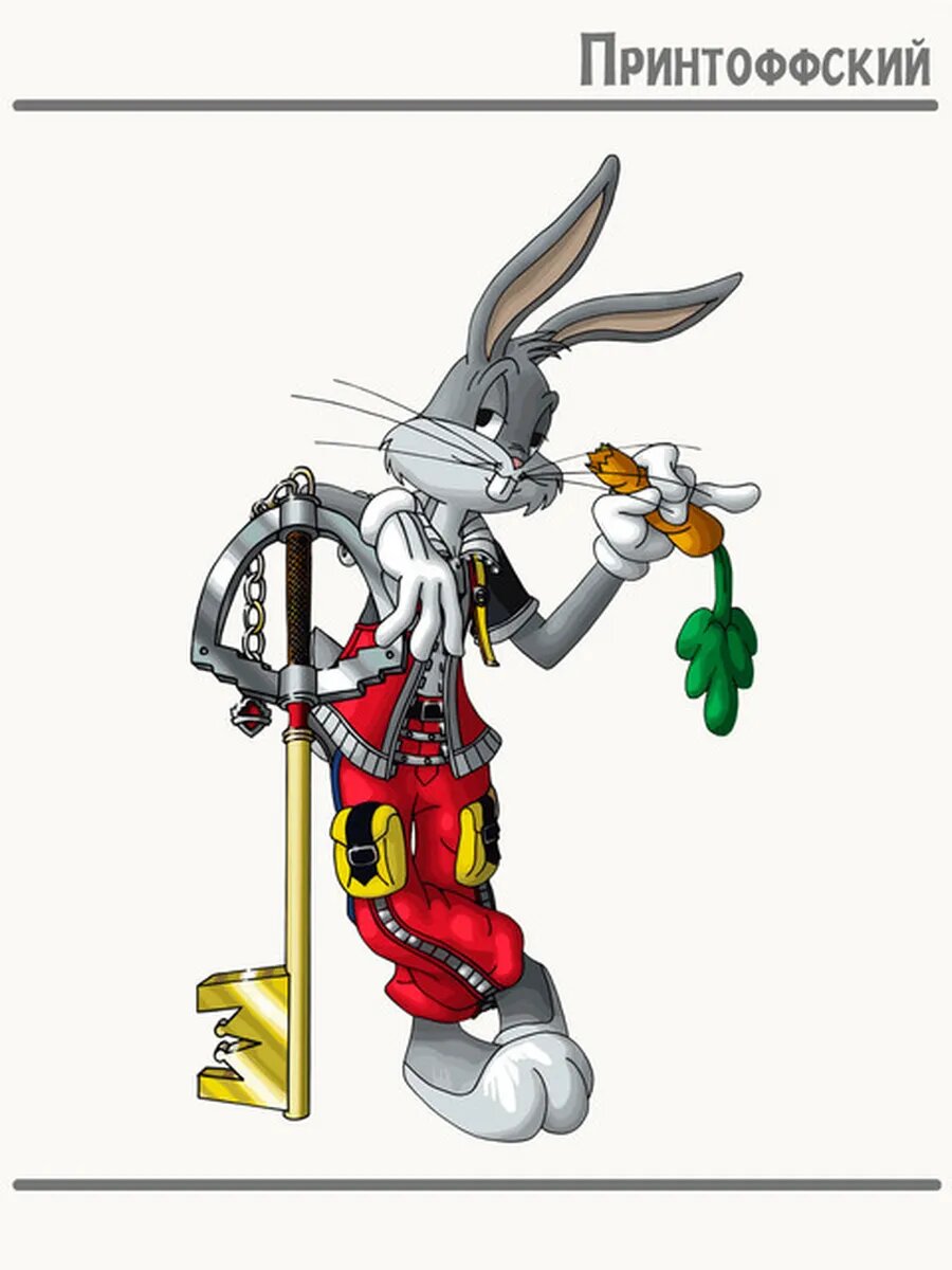 Термонаклейка для одежды и аксессуаров DTF-печать бакс банни Bugs Bunny