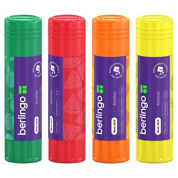 Клей-карандаш 25г "Aroma", ароматизированный (яблочный сок, арбуз, сахарное печенье, ананас), ПВП