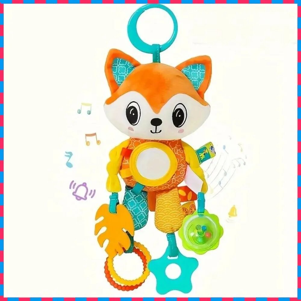 Погремушка для новорожденного 0+. Подвесная мягкая игрушка шуршалка на коляску и кроватки.