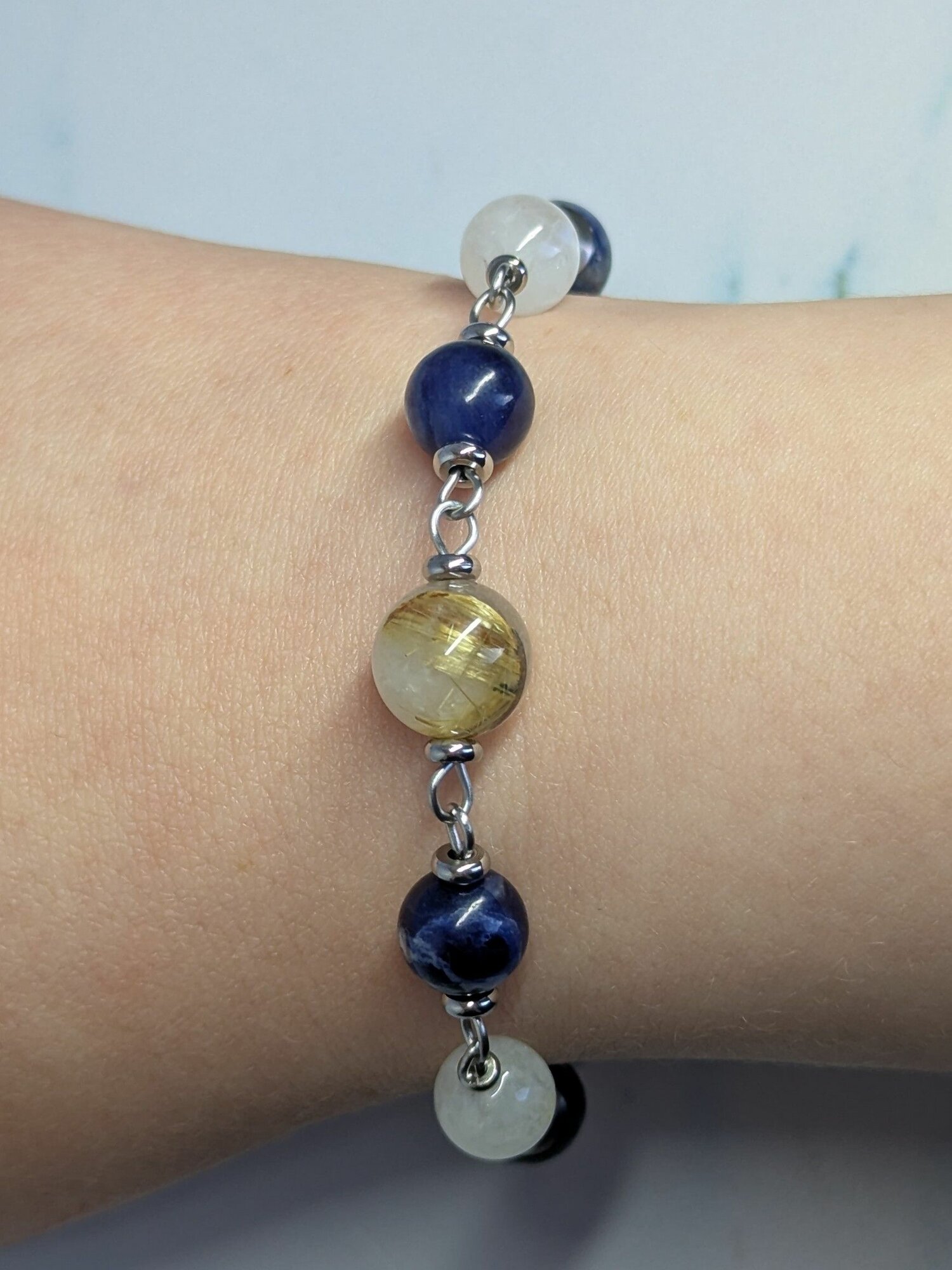 Браслет, кварц, лунный камень
