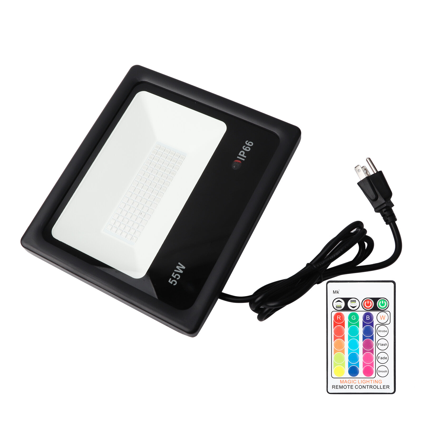 Светодиодный прожектор с RGB-подсветкой и пультом дистанционного управления, 55 Вт, для двора и аллей, питание AC85-265V (США)