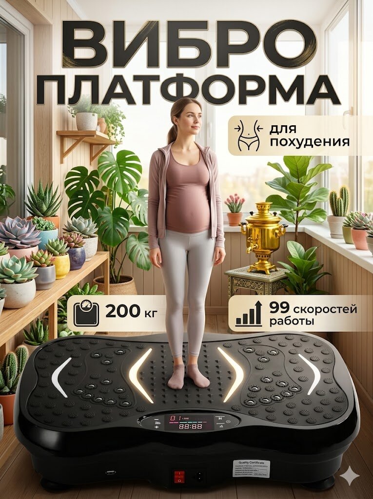 Виброплатформа для похудения тренажер до 200 кг С блютуз，регулировка амплитуды, 49 программ
