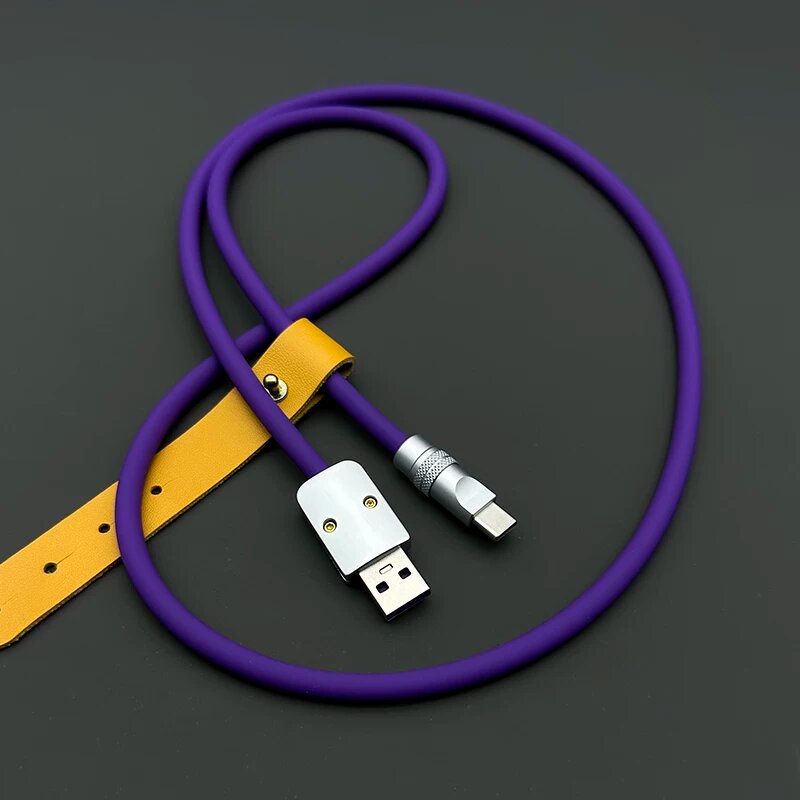 65W USB-C Быстрая зарядка Силиконовый Кабель 2м для iPhone 14 - Тёмно-фиолетовый
