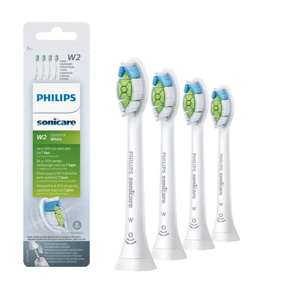 Насадки для зубной щетки Philips Sonicare W2 Optimal White HX6064/10 для осветления зубной эмали, 4 штуки