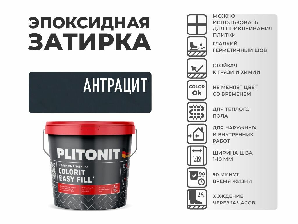 Эпоксидная затирка PLITONIT Colorit EasyFill Антрацит 2кг
