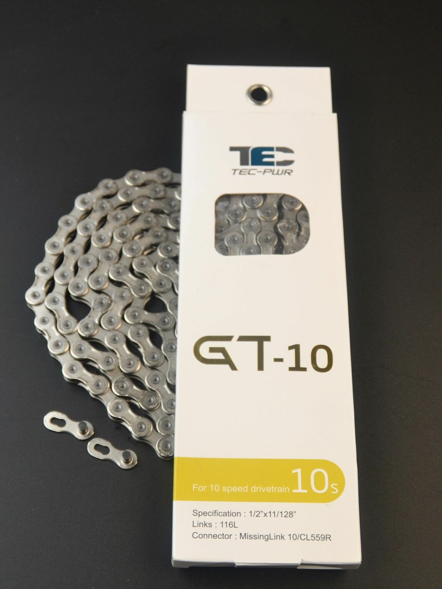 Цепь для велосипеда TEC GT-10 (завод KMC), 10 скоростей, 116 звеньев, замок 10/CL559R, ORiGiNAL ЕМ с упаковкой