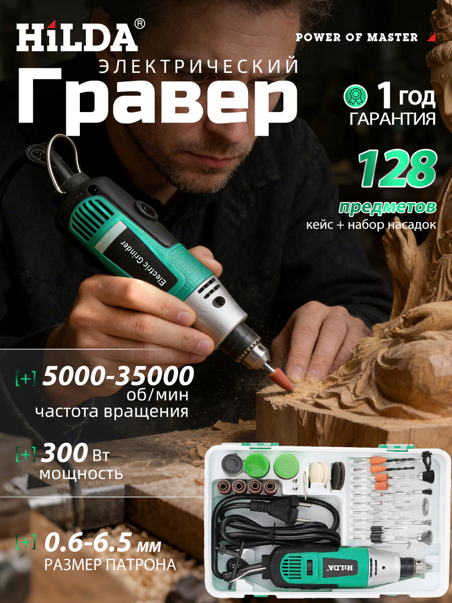 Гравер электрический мощный 300 ВТ,35000 об/мин, регулировка скорости электрическая мини дрель-шлифовальная машина