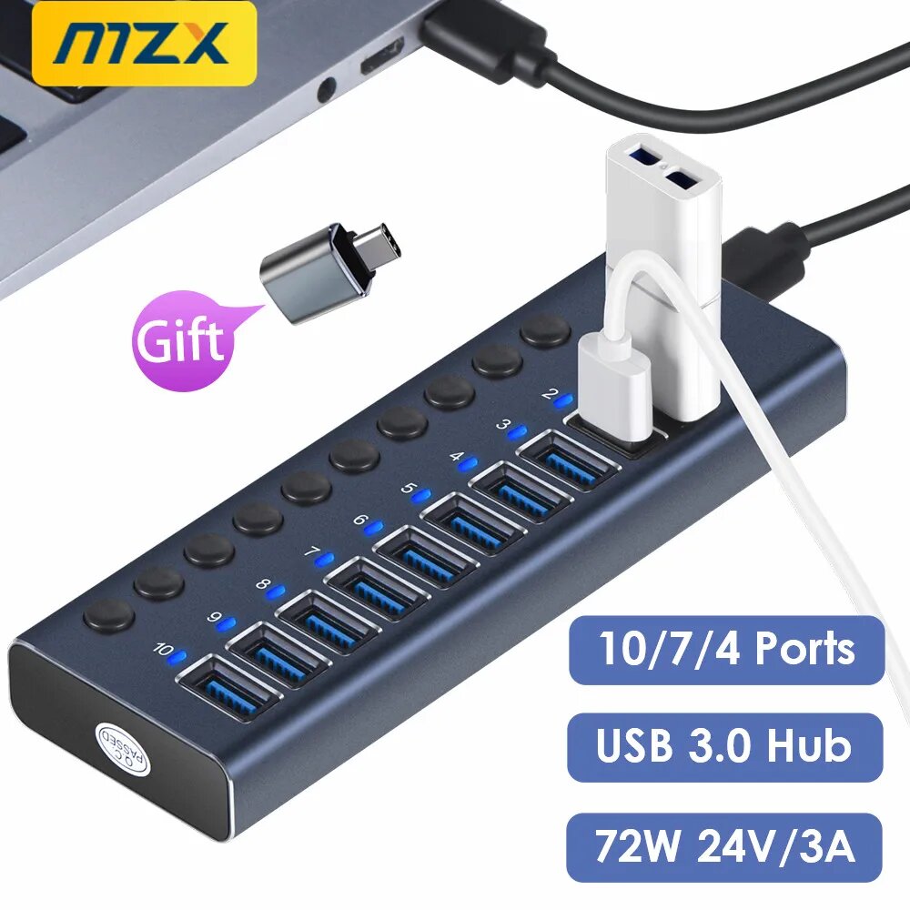 USB 3.0 хаб 4 порта с адаптером AU