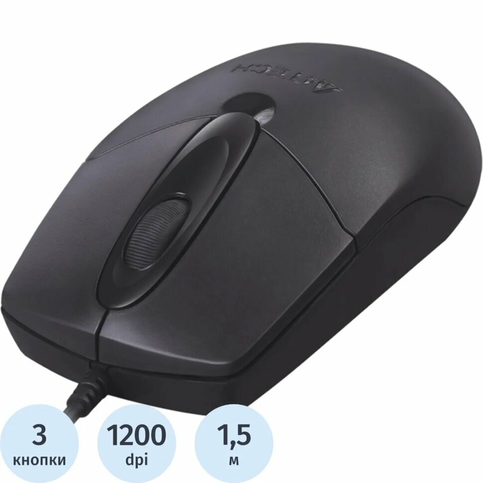 Мышь компьютерная A4Tech (OP-720 PS2 (BLACK)) оптическая (1000dpi/3but), 1777616