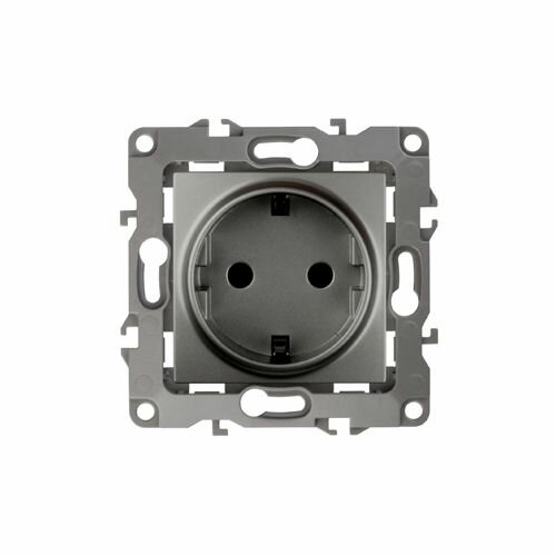 Розетка 1-м СП Эра12 12-2001-12 16А IP20 16AX 250В 2P+E Schuko без монтаж. лапок механизм графит Эра Б0019307