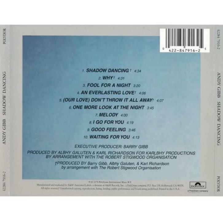 ANDY GIBB "Shadow Dancing", 1978, Polygram Records, CD-Аудио — фото 1