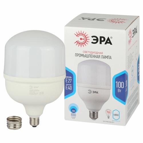 Лампа светодиодная высокомощная STD LED POWER T160-100W-4000-E27/E40 100Вт T160 колокол 4000К нейтр. бел. E27/E40 (переходник в компл.) 8000лм Эра Б0032089