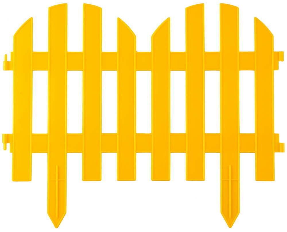 GRINDA Палисадник, 28 х 300 см, желтый, 7 секций, декоративный забор (422205-Y)