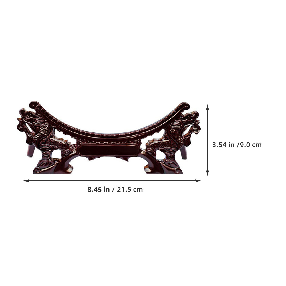 Держатель Для Тарелок С Драконом Из Дерева Коричневый Цвет 21.50X9.00X8.00CM