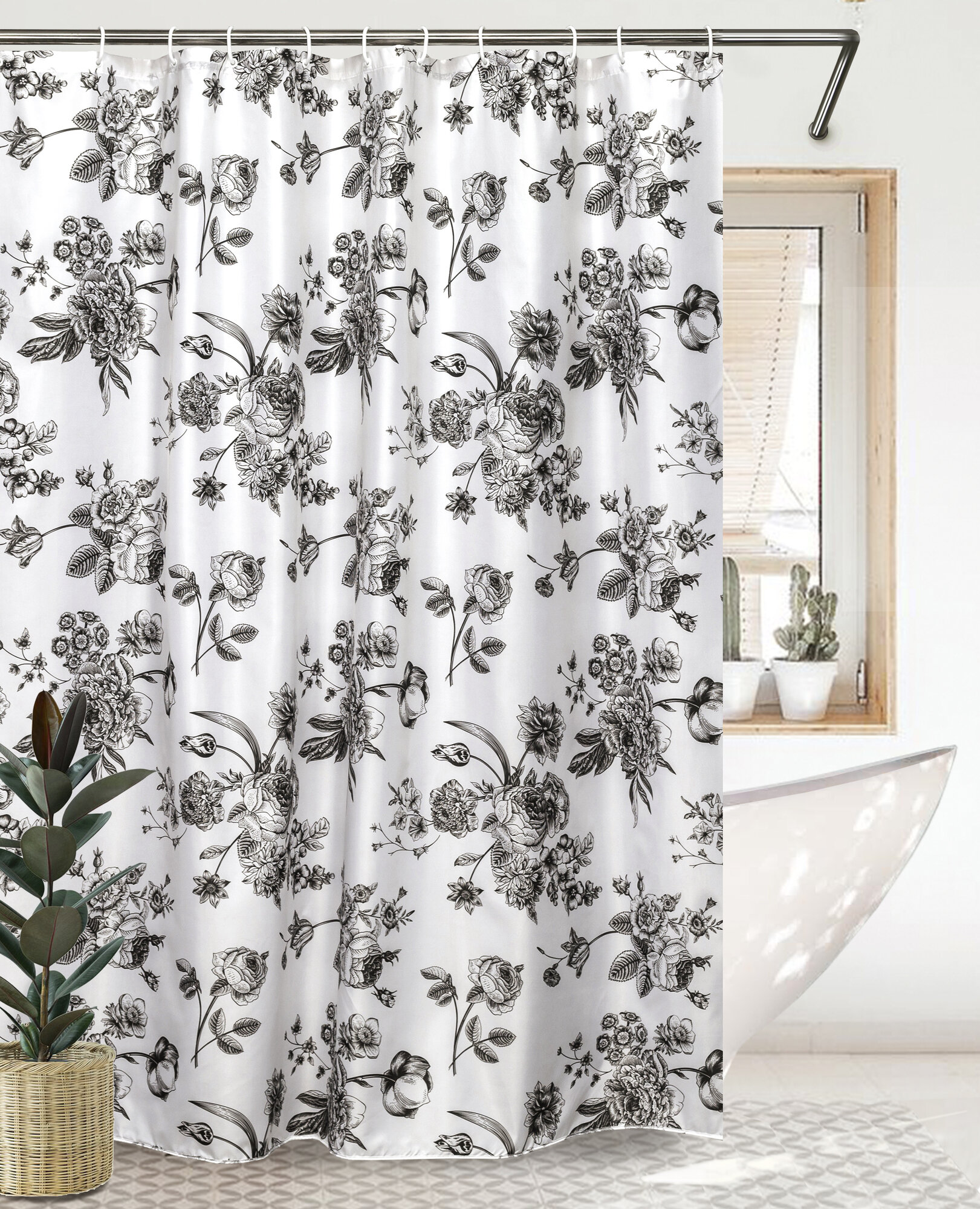 Штора занавеска для ванной Bath Plus тканевая 180х180 Briar (Roses) без колец