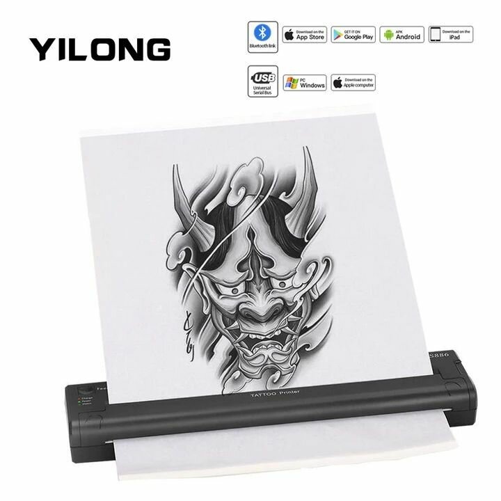 Тату термопринтер ATS886 Wireless Tattoo Printer Bluetooth Black — фото 1