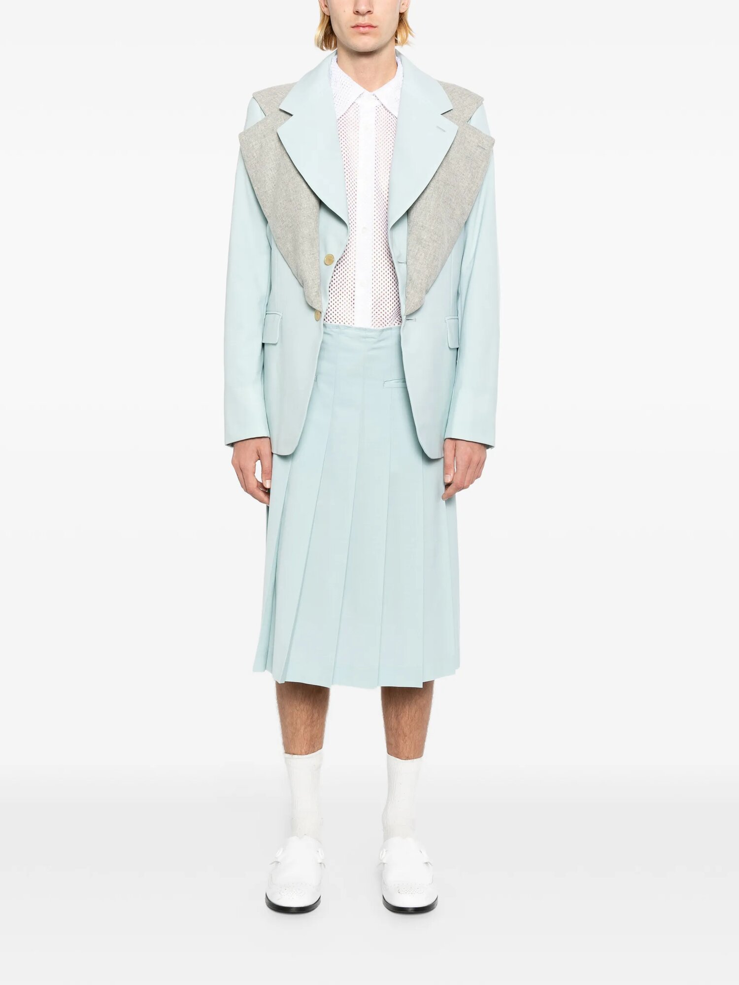 Пиджак COMME des GARCONS Layered-lapel blazer, размер 48, синий — фото 1