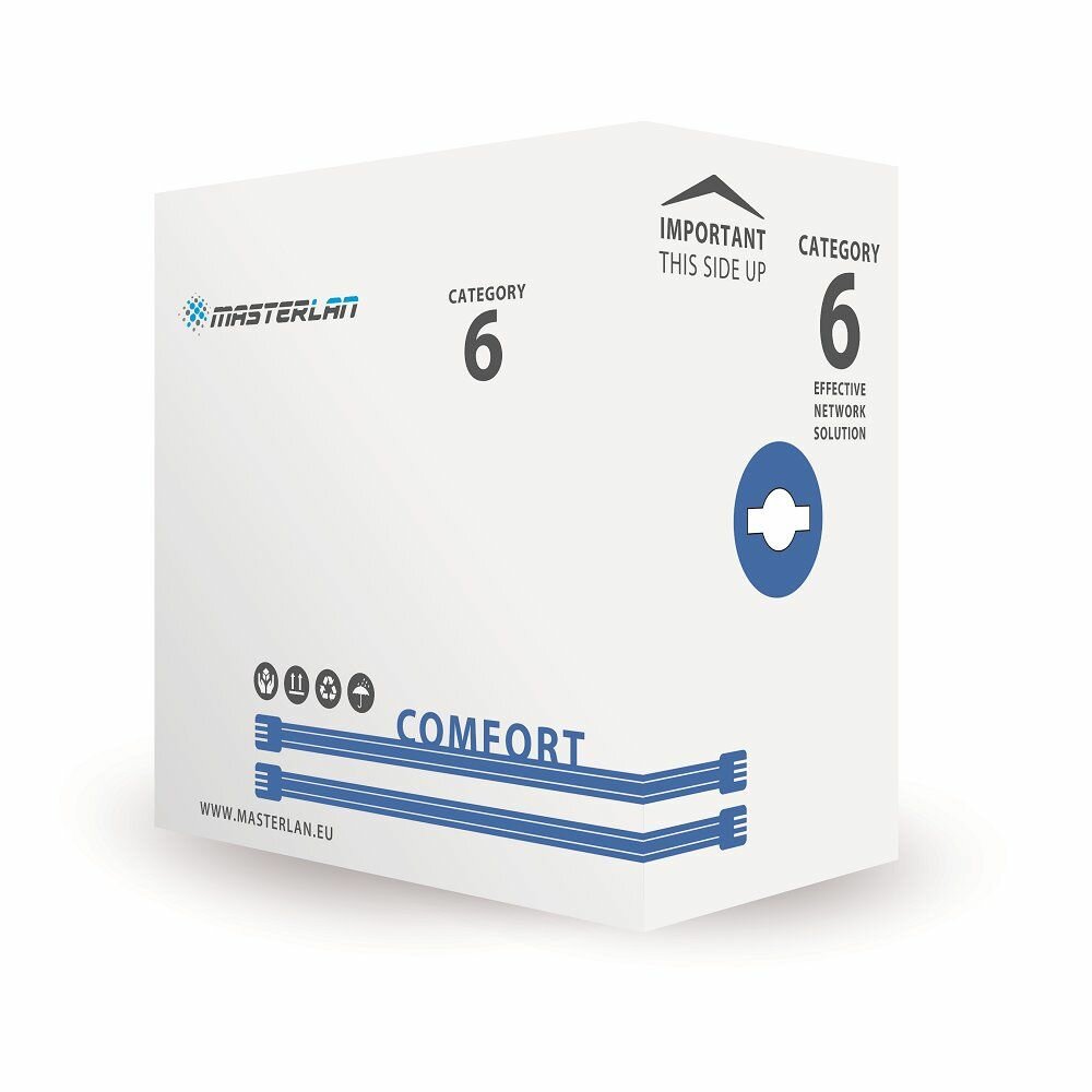 Кабель MasterLan Comfort UTP Cat6, PVC, 23AWG, 1m