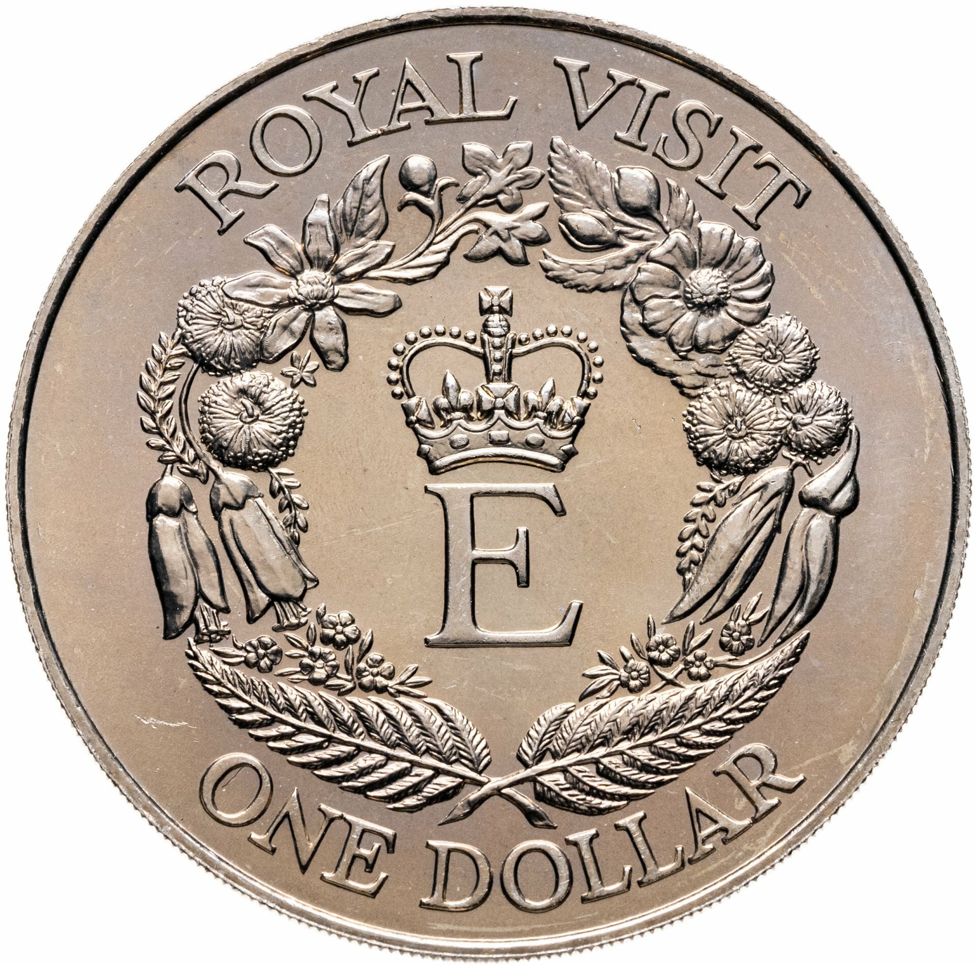 Новая Зеландия 1 доллар dollar 1986 "Королевский визит", Мельхиор медь-никель, в сохранности BUNC
