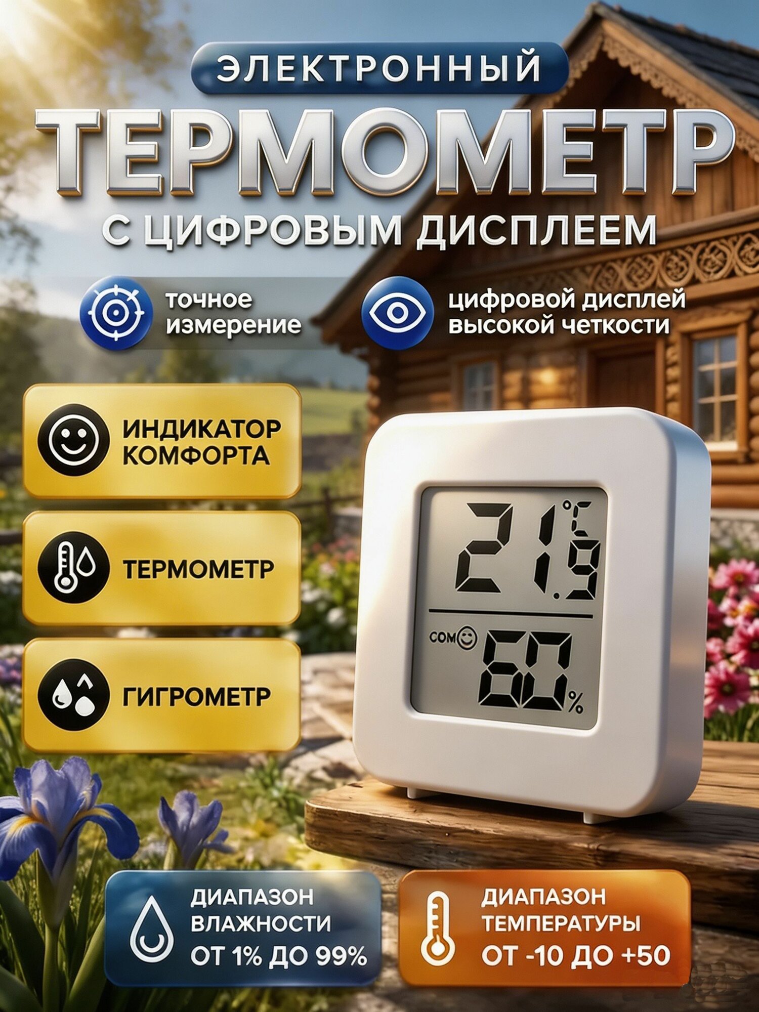 Термометр комнатный, метеостанция домашняя, термометр уличный оконный dow-170