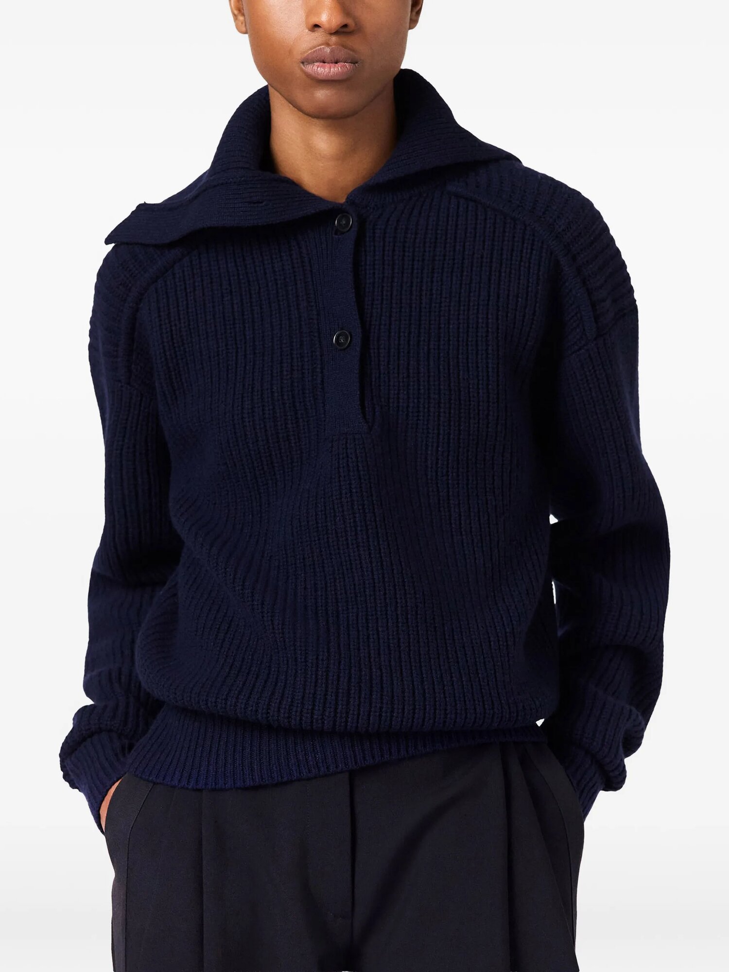 Свитер Stella McCartney Ribbed-knit button-up sweater, размер 40, , синий — фото 1