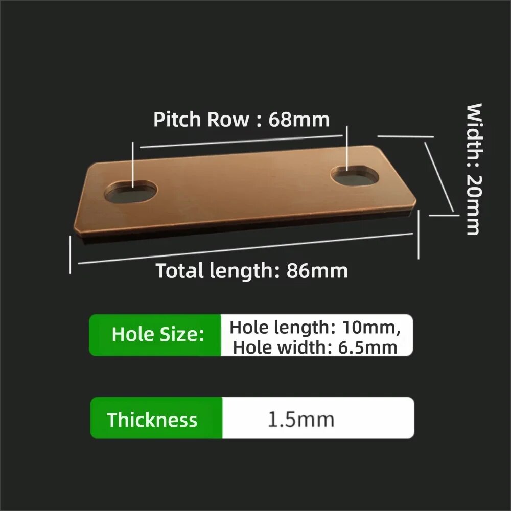 Красный медный шинный стержень M6 68mm Pitch Row 20mm