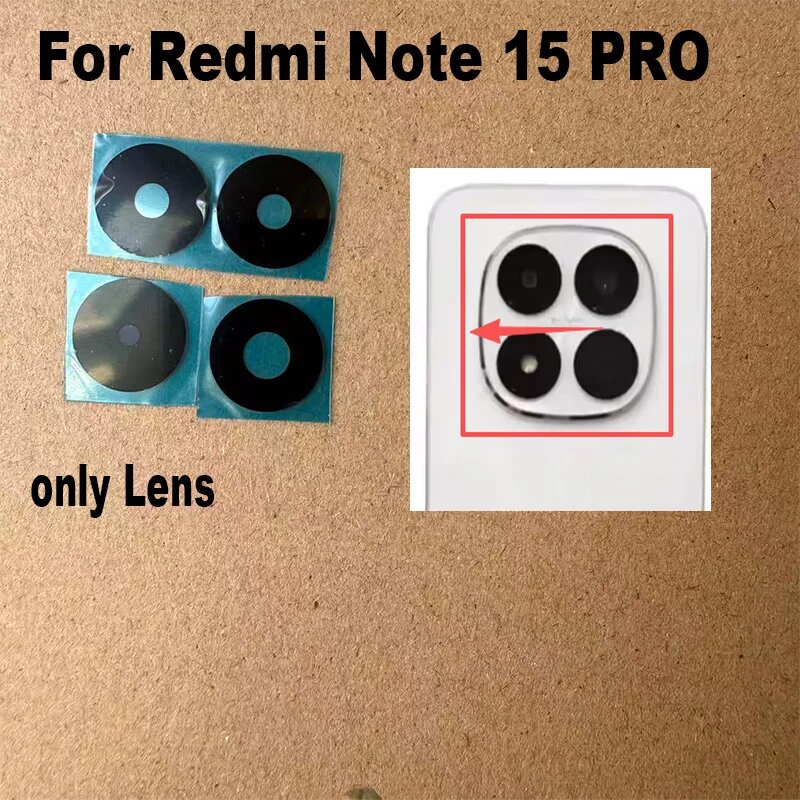Новое стекло задней камеры для Xiaomi Redmi Note 15 Pro 4G 5G с рамкой, клеевой наклейкой и адгезивом для замены