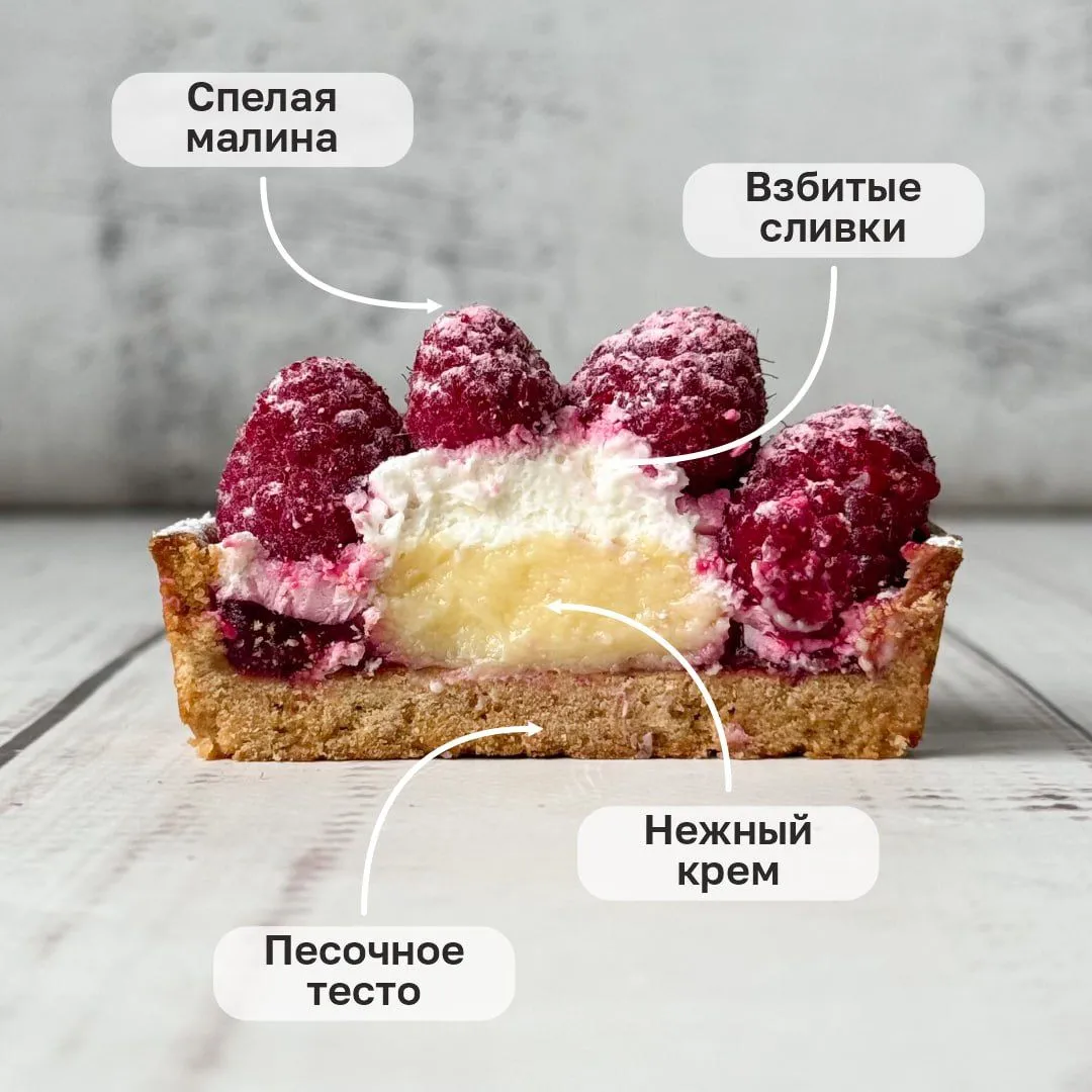 Тарталетка Dessert Fantasy, с малиной, в индивидуальной упаковке, с ложкой