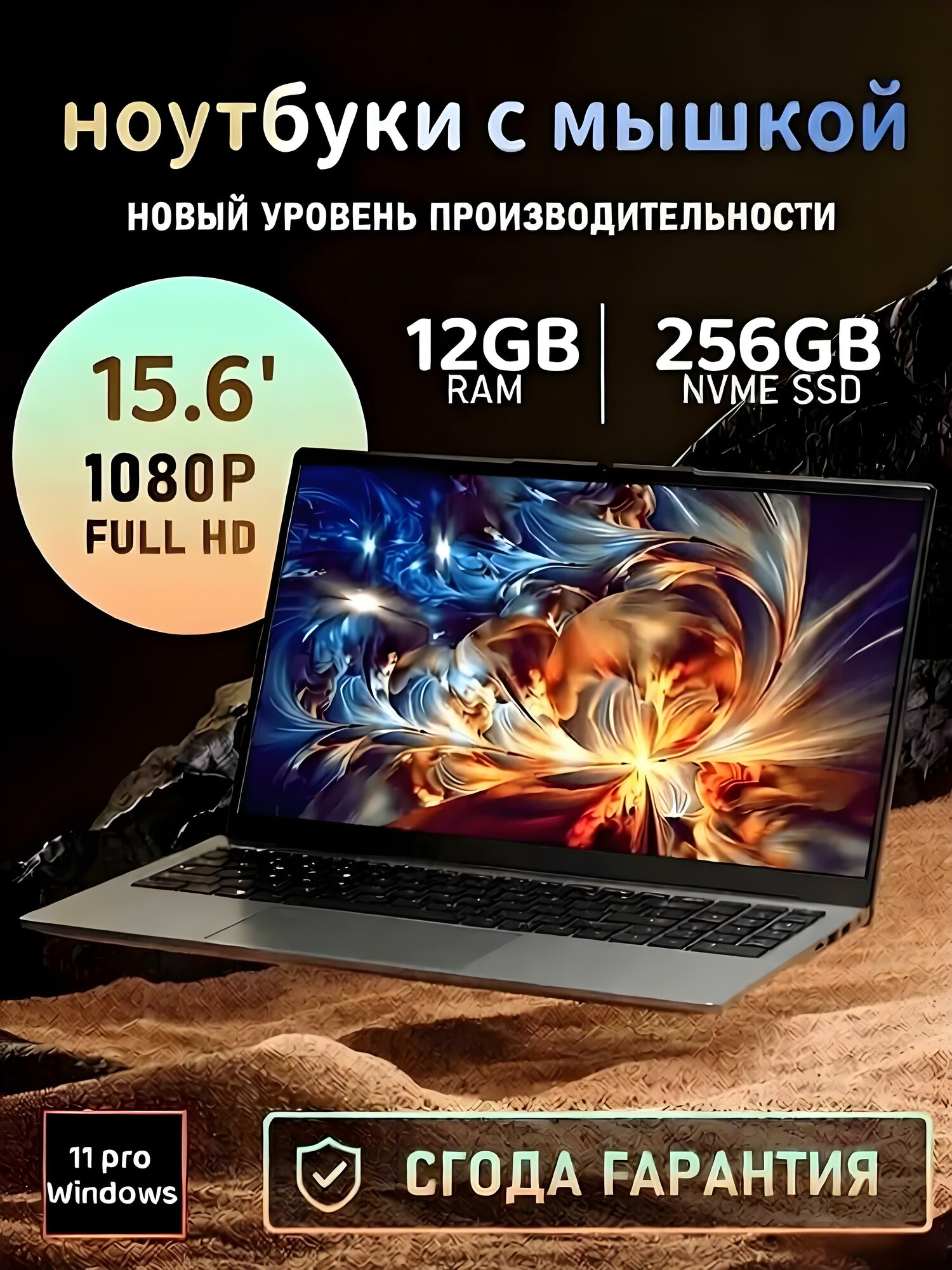 Мощный ноутбук с 15.6' FULL HD экраном, 12ГБ оперативной памяти, 256ГБ SSD - Идеальный выбор для работы и развлечений