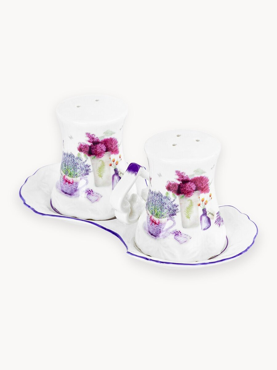 Набор для специй 2 пр Elan Gallery Лаванда 16,5Х9Х7,2 см, на подставке