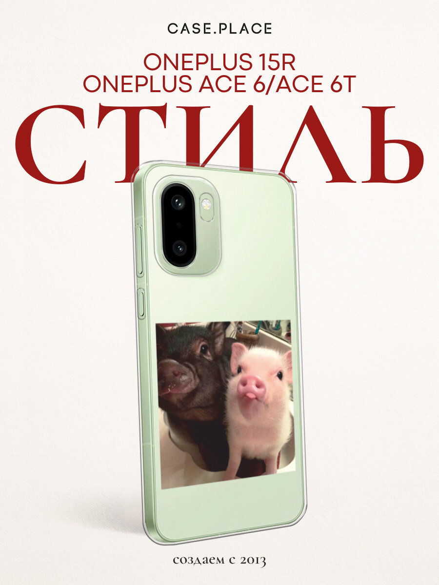 Чехол на OnePlus 15R/Ace 6/Ace 6T / Ван Плас 15R/Эйс 6/Эйс 6T с принтом Два поросенка