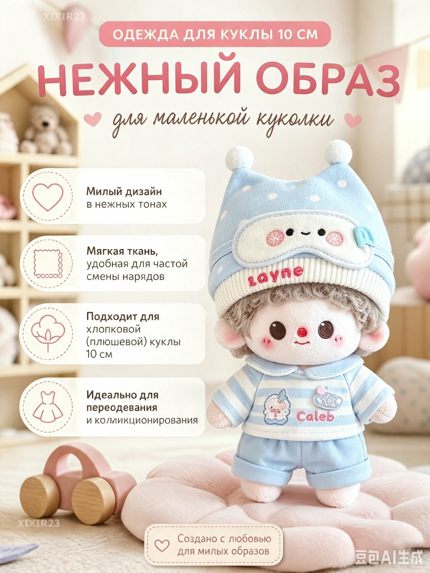 Набор пижам для хлопковой куклы 10 см, милая одежда для переодевания