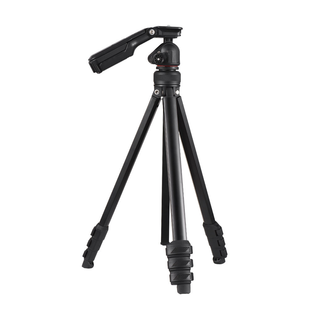 141 см / 55,5 дюйма Портативный фотографический штатив из алюминиевого сплава 360° вращающийся с грузоподъемностью 3 кг / 6,6 фунта с ручкой и встроенным зажимом для телефона для цифровых зеркальных камер, видеокамер и смартфонов.