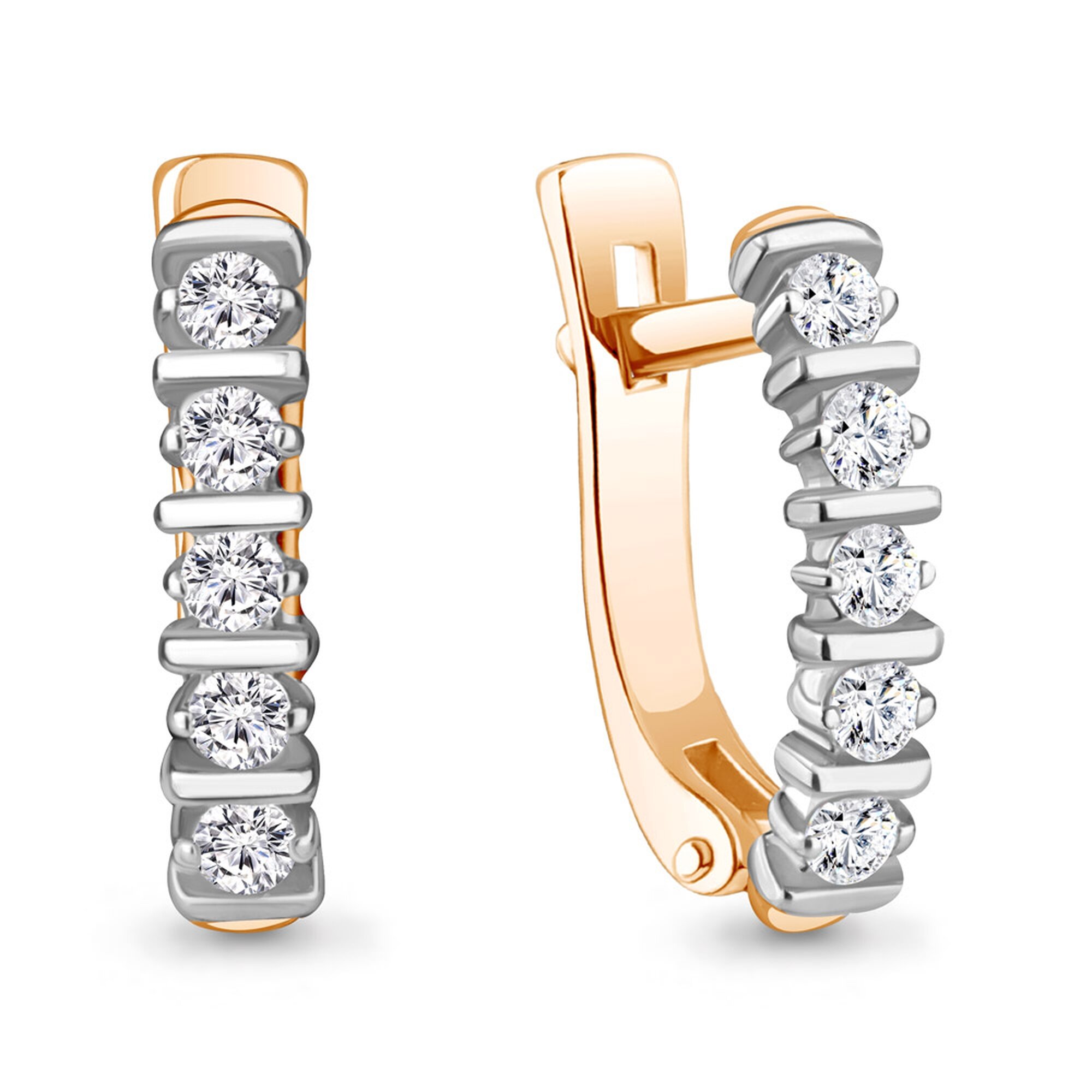 Серьги, красное золото, 585 проба, бриллиант