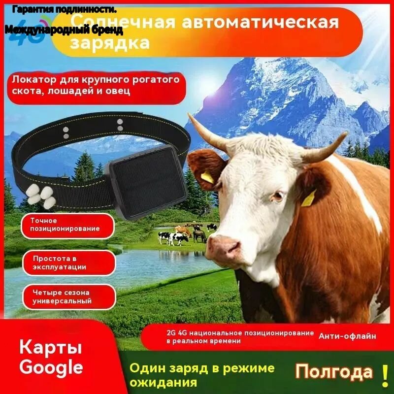 Водонепроницаемый 4G трекер для отслеживания местоположения крупного рогатого скота, овец и лошадей с солнечным питанием