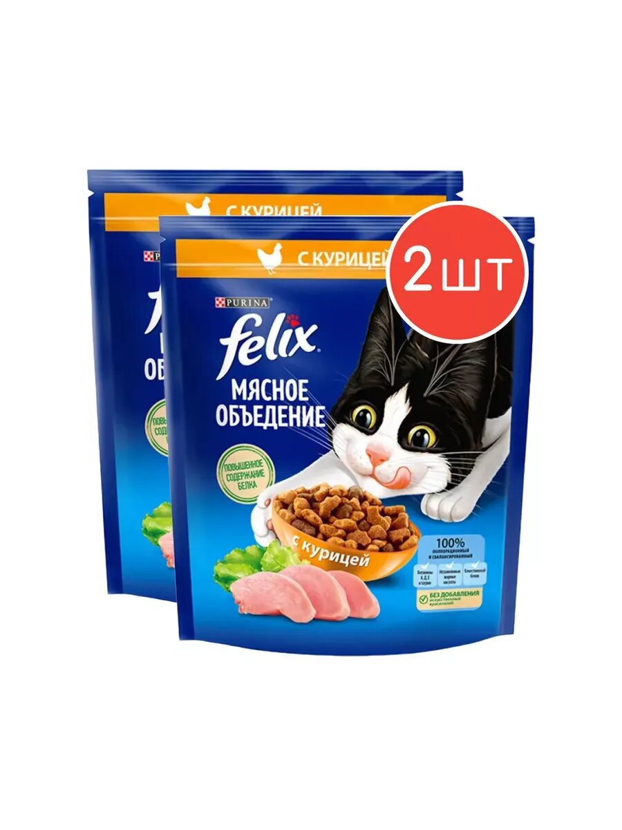 Сухой корм Felix Мясное объедение с курицей 424г 2шт