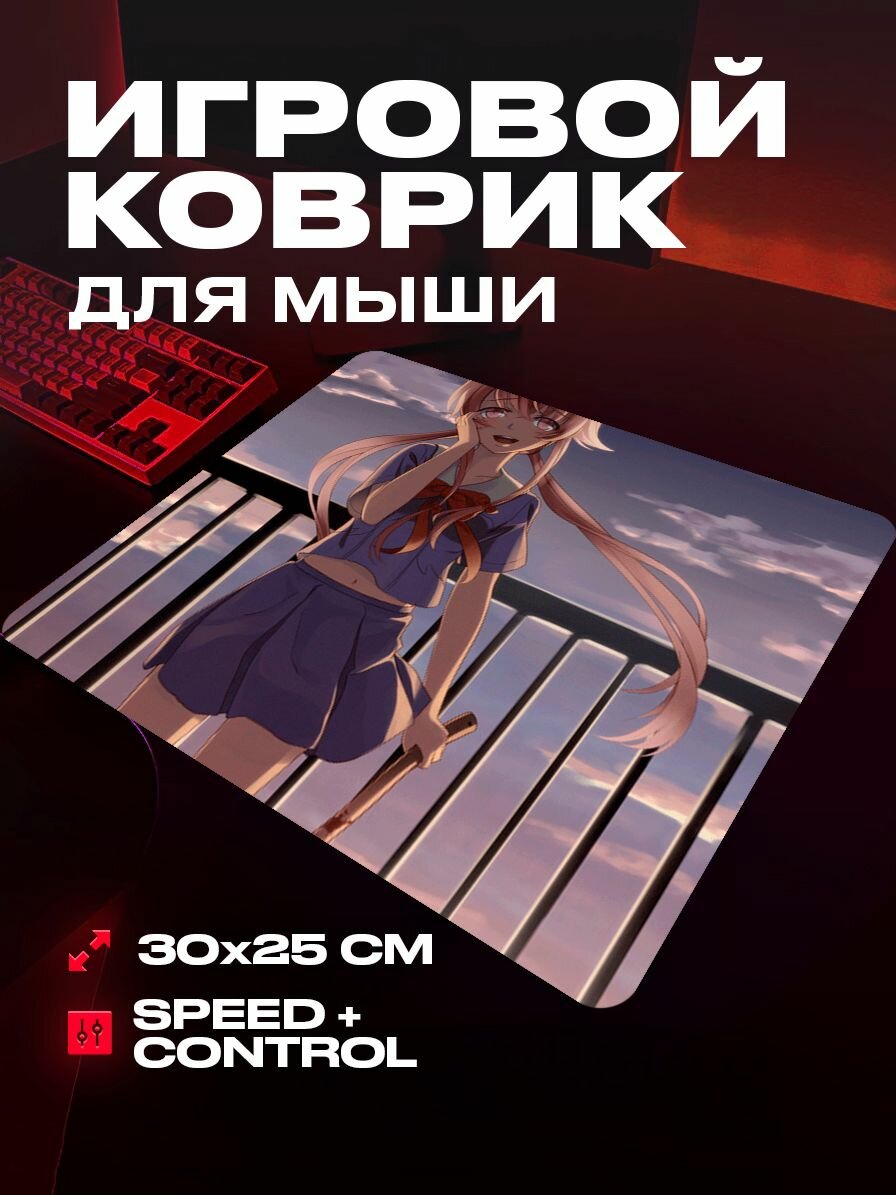 Коврик для мыши игровой Дневник будущего 30 25 аниме