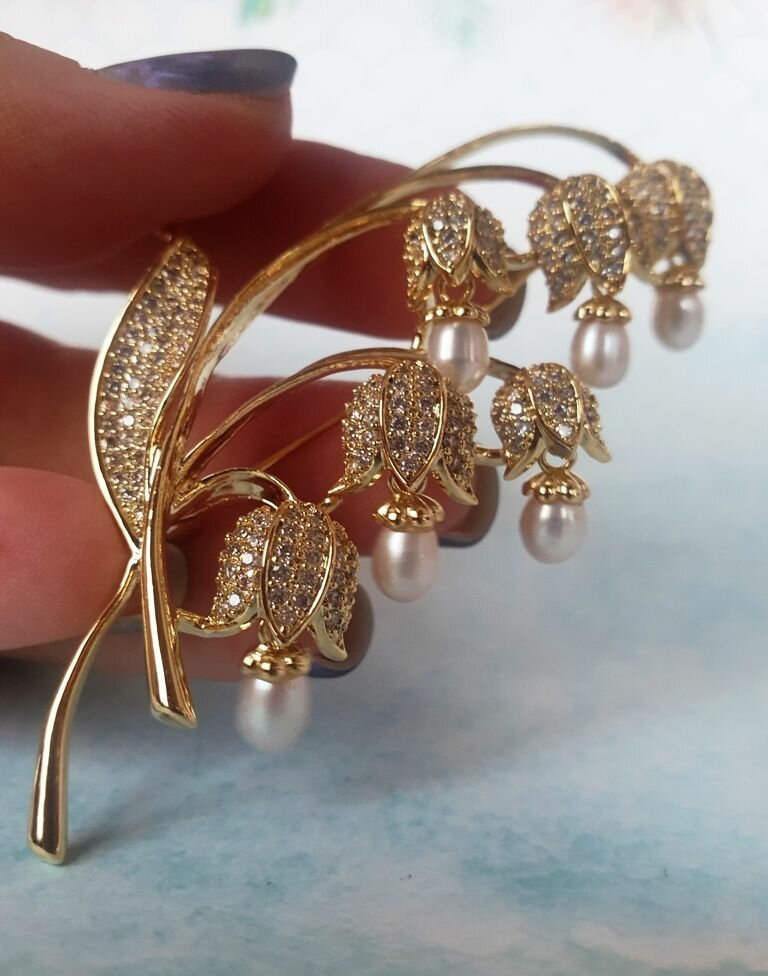 Брошь, фианит, стразы