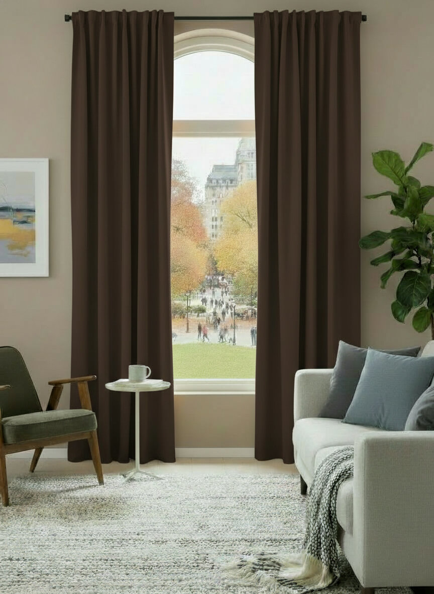 Шторы для спальни Майгулл на ленте, 145х300 см, полиэстер, 2 полотна, кофе