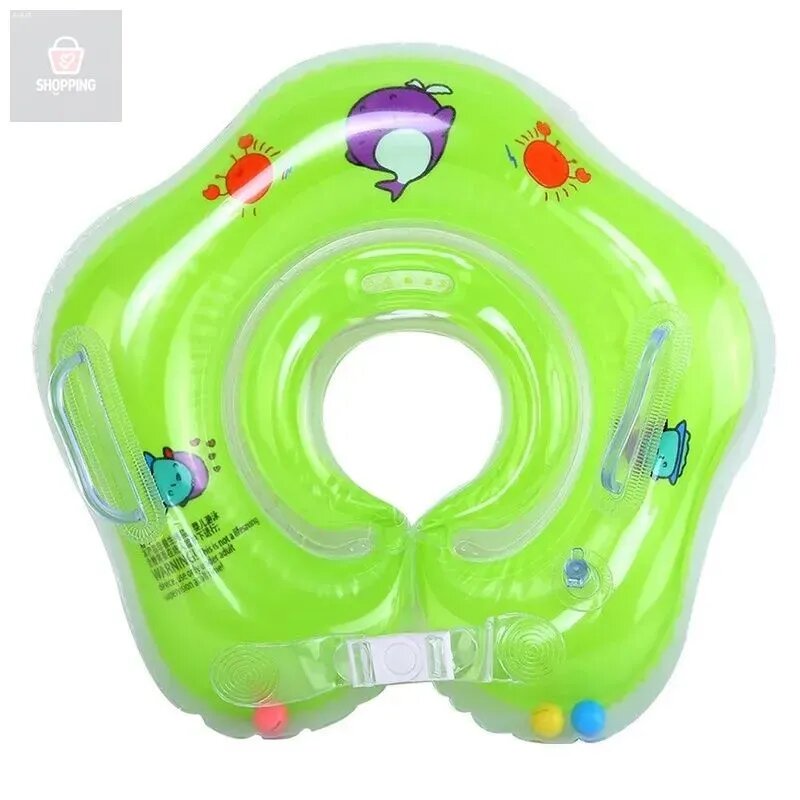 Надувной круг на шею для купания и плавания детей 0+ в ванне и бассейне / Детский плавательный круг на голову для новорожденных младенцев малышей с рождения и маленьких детей зеленый