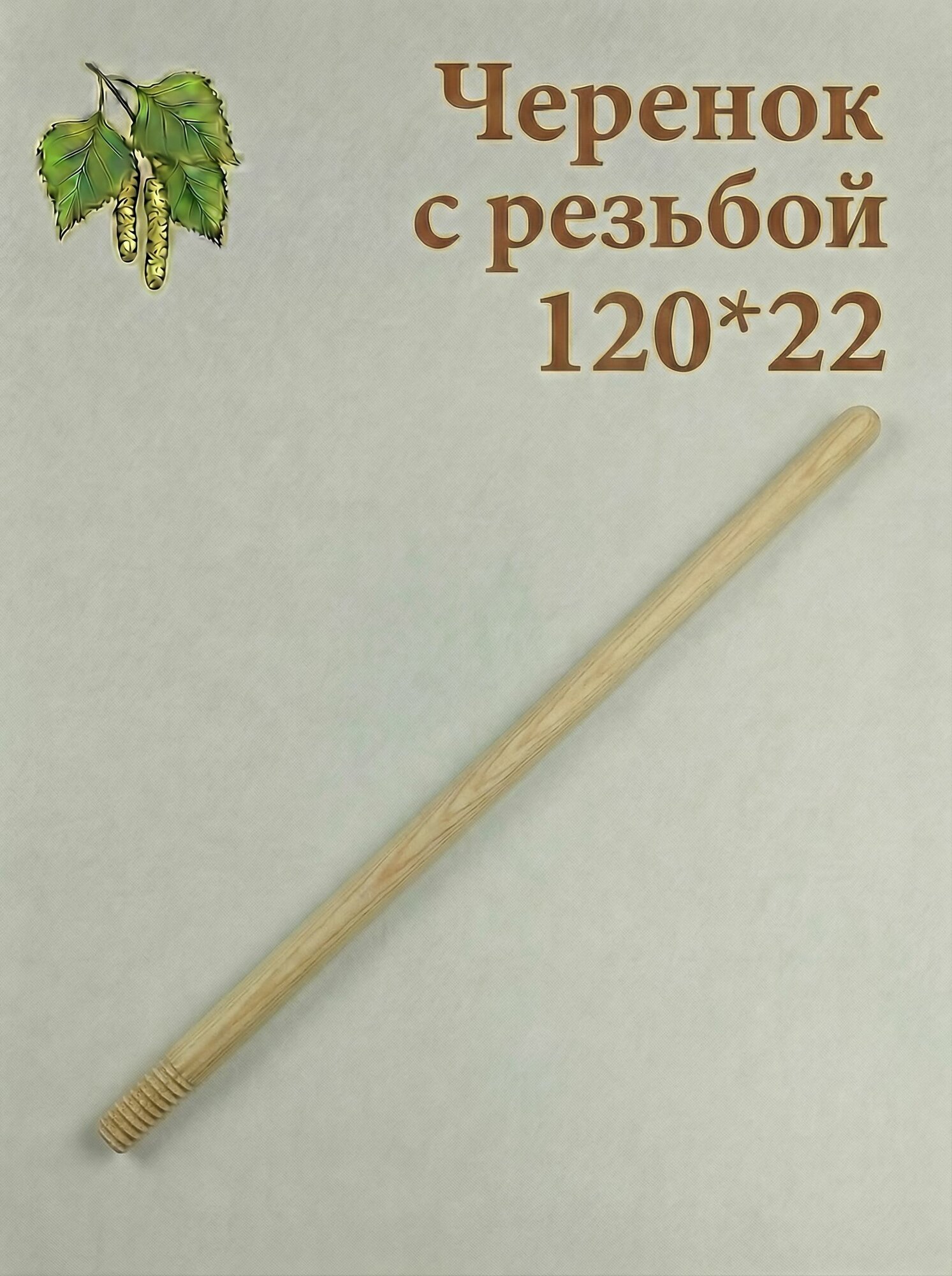 Черенок с резьбой для швабр, граблей и пр 120см, 22 мм, в/с 1 шт