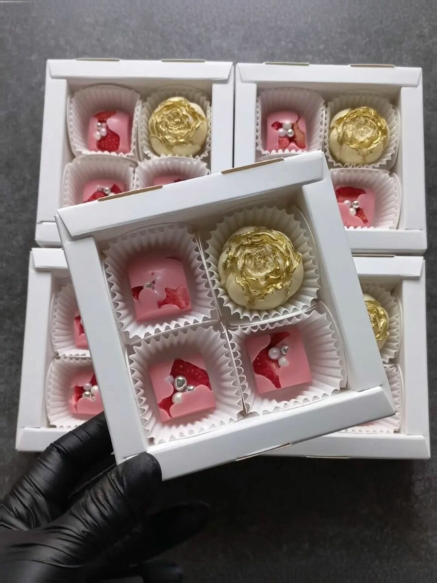 ShokoTrendy Сладкий подарок девушке/женщине/ребенку фигурный шоколад Пион конфетки, 4 шт