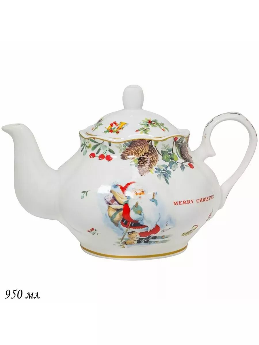Чайник заварочный Lenardi Новогодний, фарфоровый, 950 мл