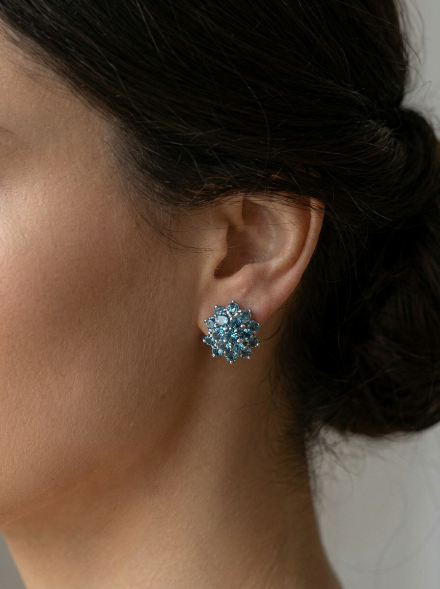 Серьги, серебро, 925 проба, родирование